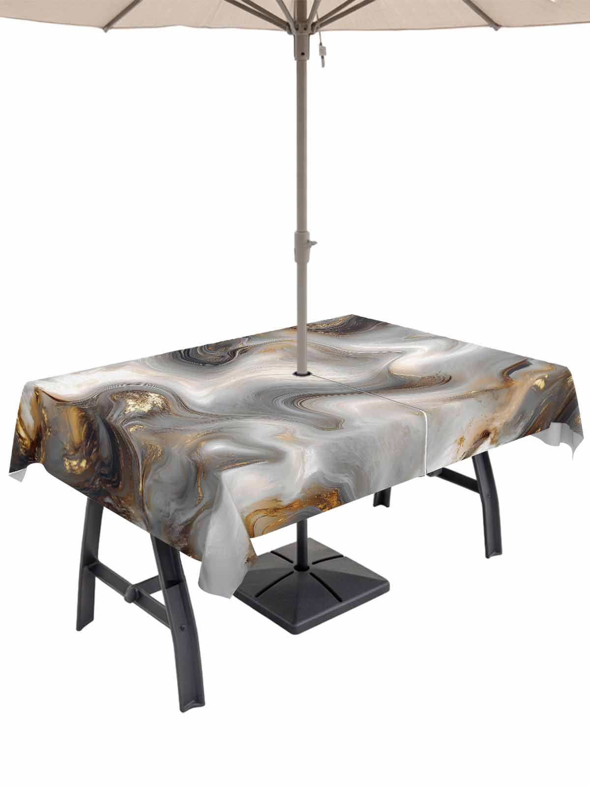 Black Gray Marble Table Cloth Rectangle Outdoor Tablecloth, Modern ...