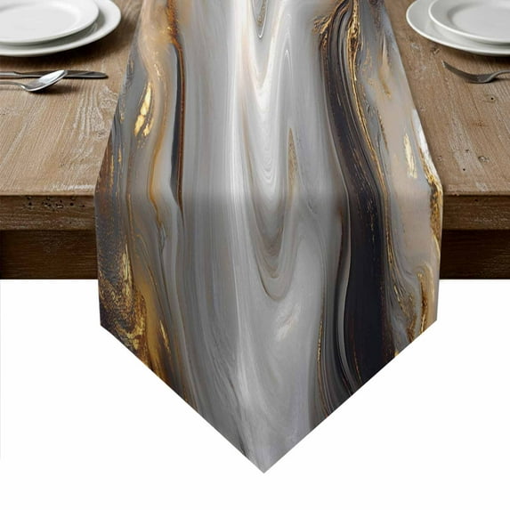 Black Gray Marble Table Runner Linen Burlap Table Runner 60 Inches Long ...