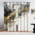 Black Gray Marble Texture Blackout Curtains, Luxurious Black Gold Ink ...