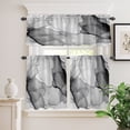 Black Gray Marble Texture Curtain Tier and Valance Set 3 Piece,Modern ...