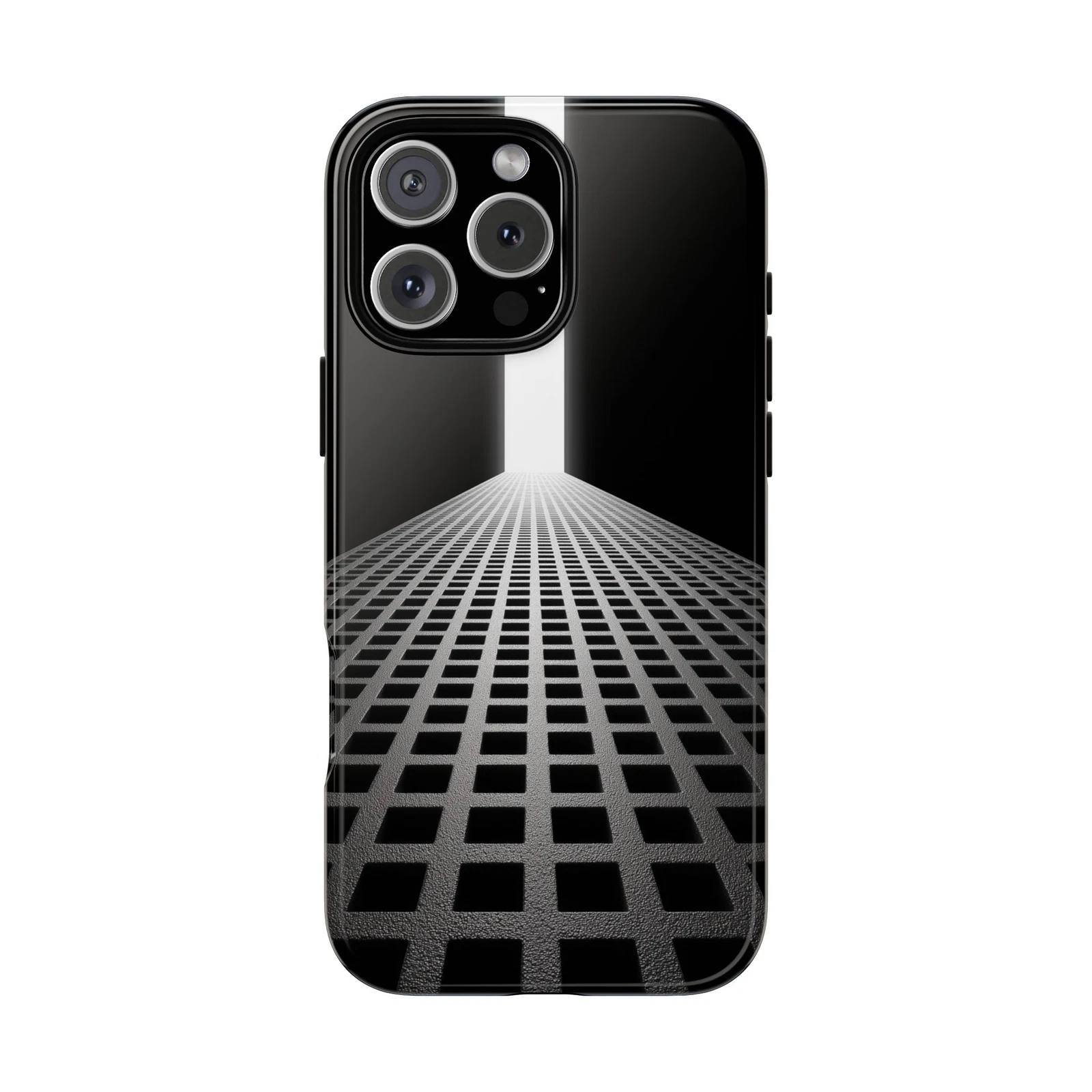 Black Gray Minimalist Grid Texture Phone Case for iPhone 17 11 12 13 14 ...