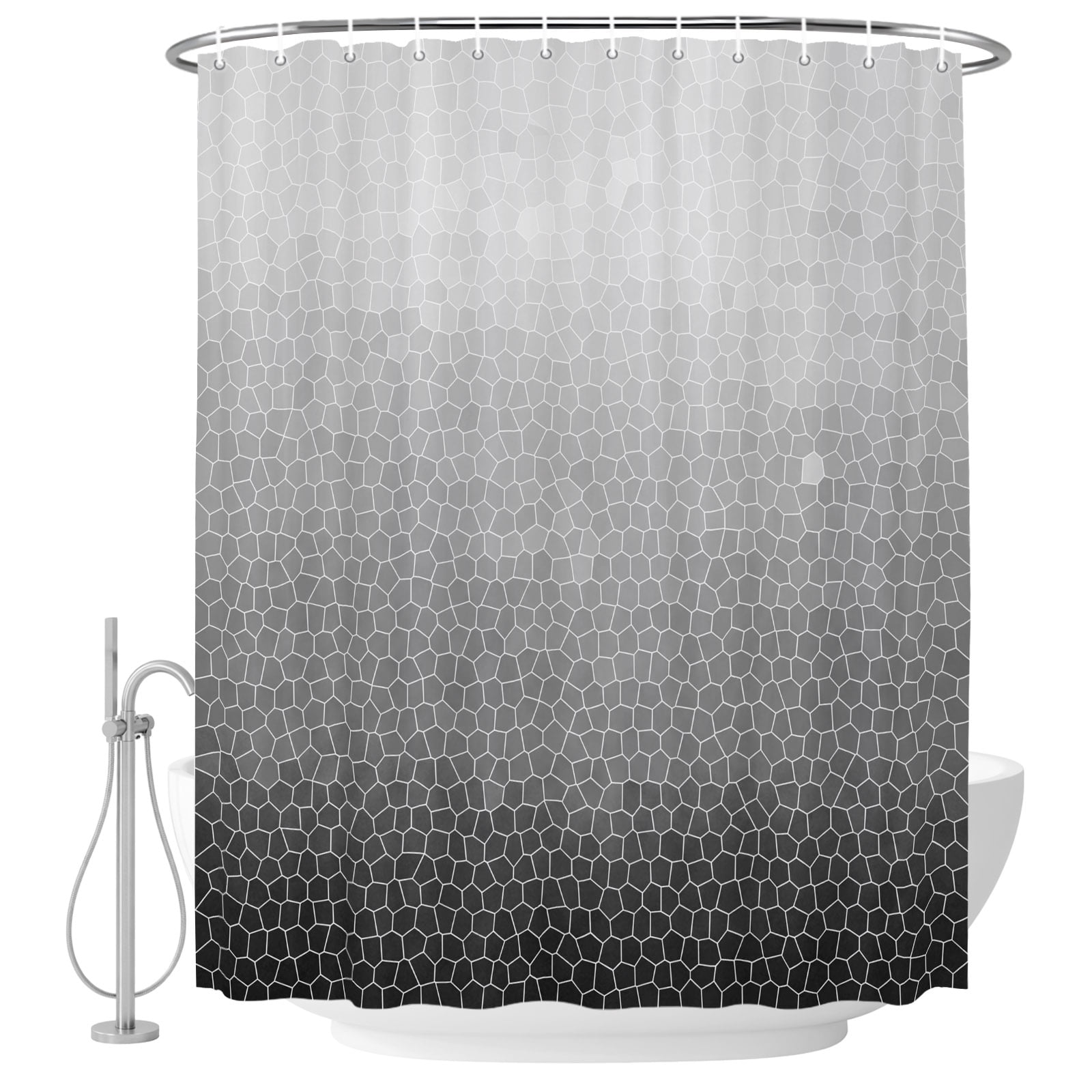 Black Gray Mosaic Shower Curtain for Bathroom, Minimalist Abstract ...