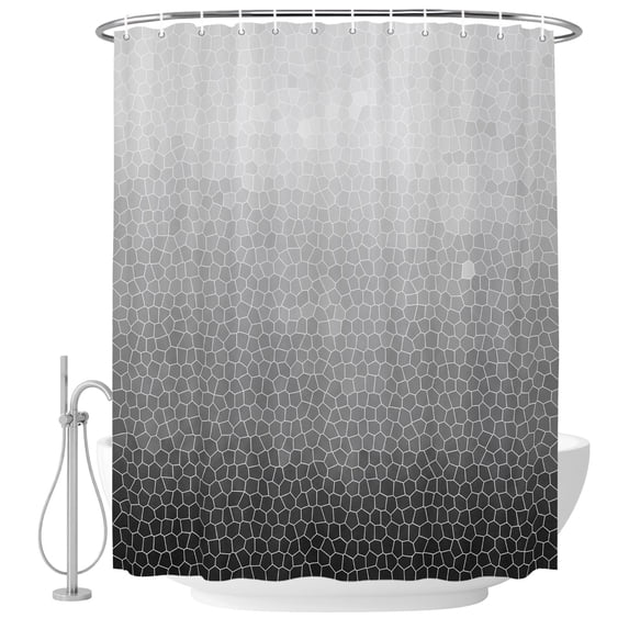 Black Gray Mosaic Shower Curtain for Bathroom, Minimalist Abstract ...