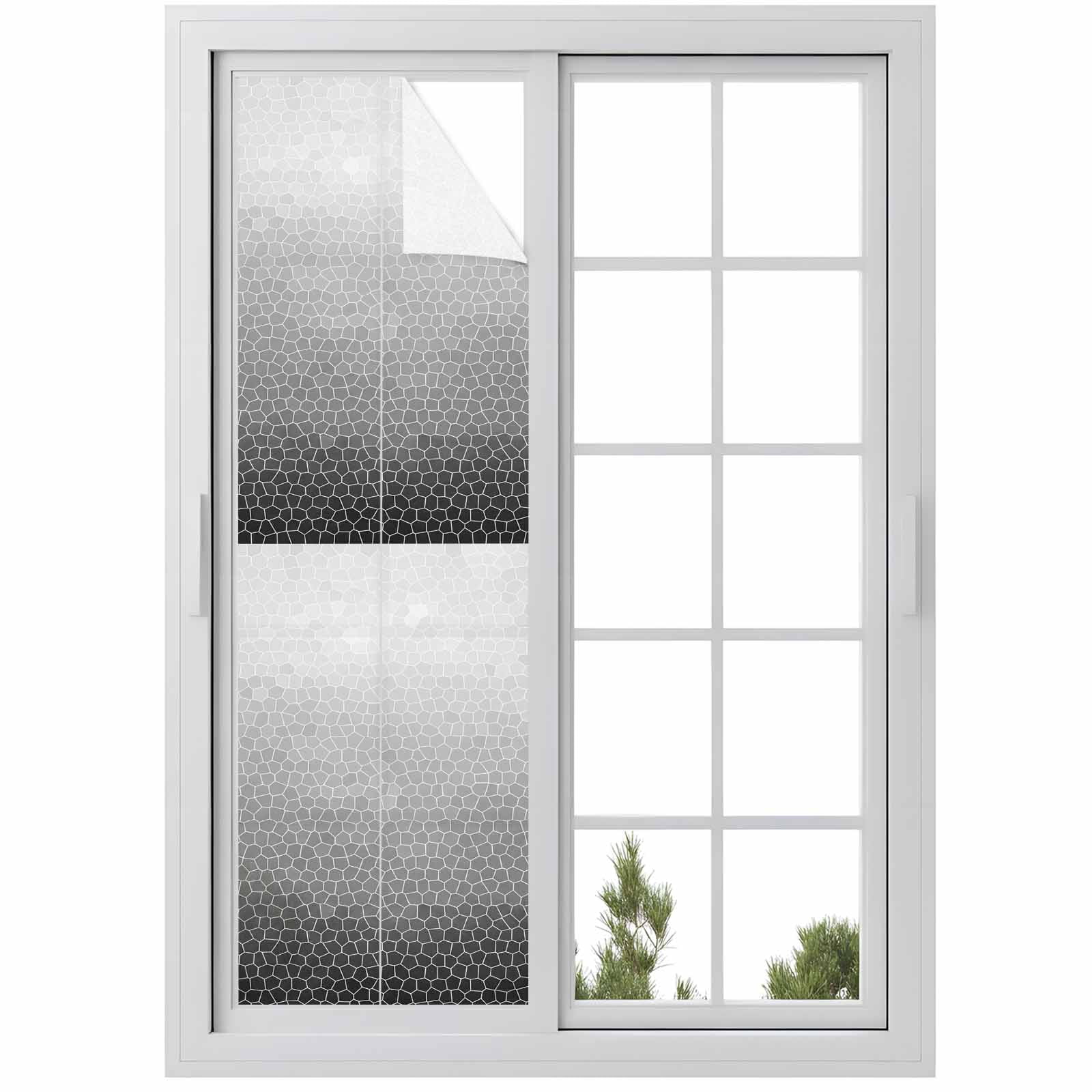 Black Gray Mosaic Window Privacy Film, Minimalist Abstract Hexagonal ...