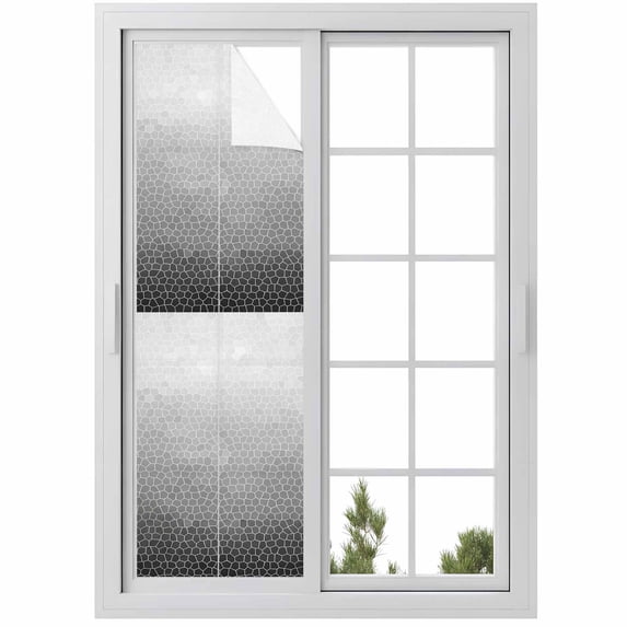 Black Gray Mosaic Window Privacy Film, Minimalist Abstract Hexagonal ...