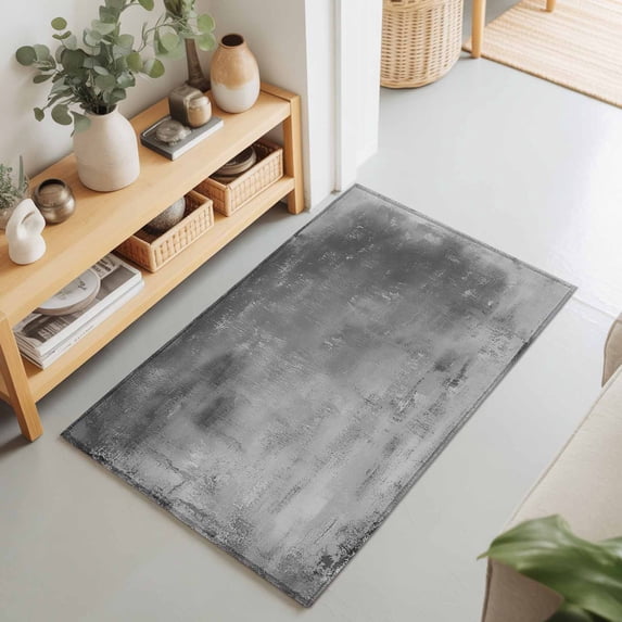 Black Gray Mottled Texture Abstract Rectangle Rug 2'x3' Modern ...