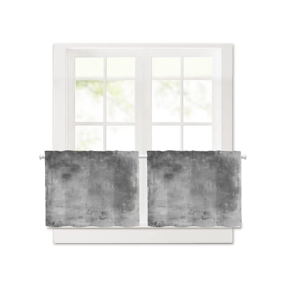 Black Gray Mottled Texture Abstract Short Blackout Curtains 24 Inch ...