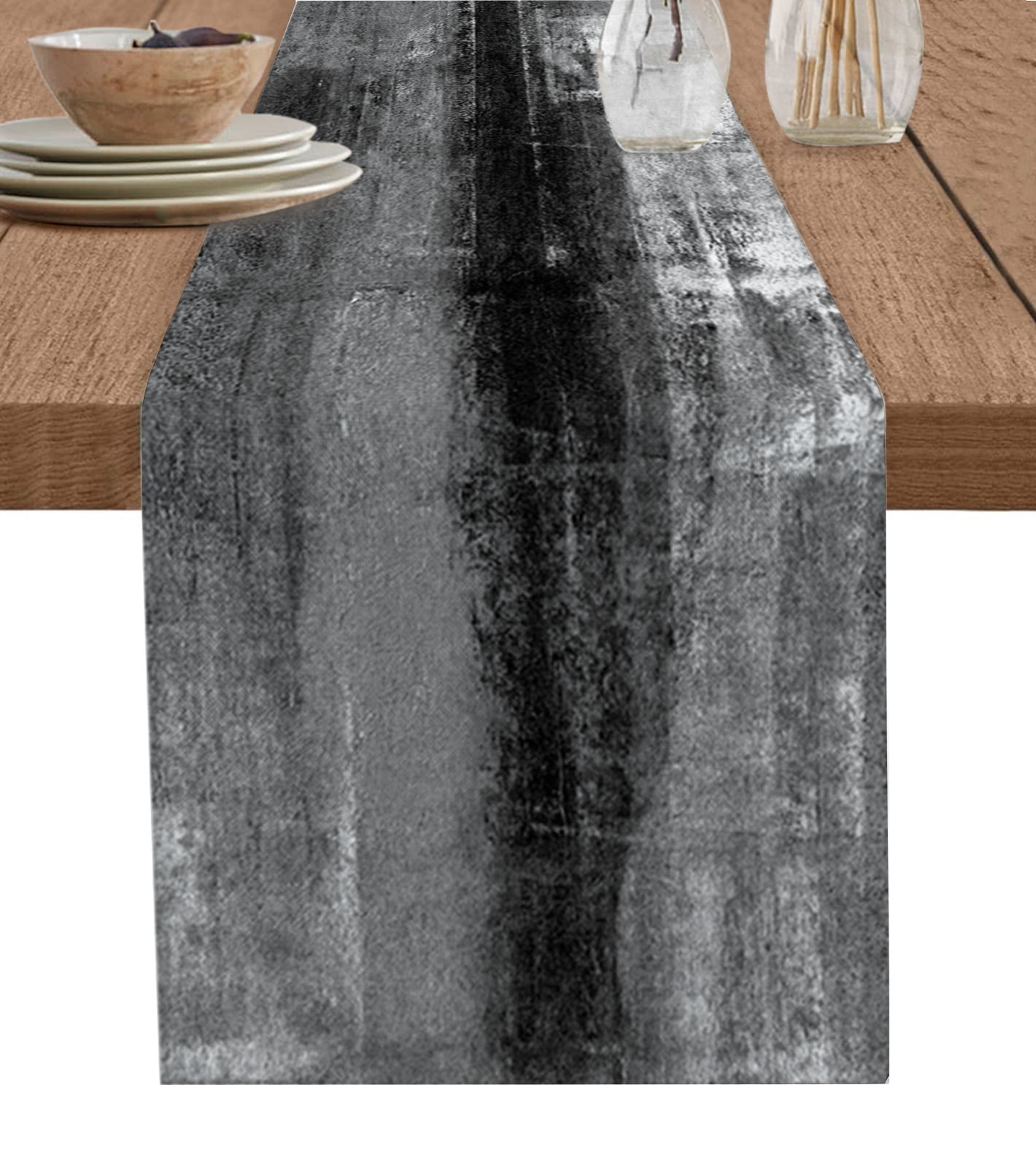 Black Gray Oil Painting Texture Paint Table Runner ration Home r Dinner ...