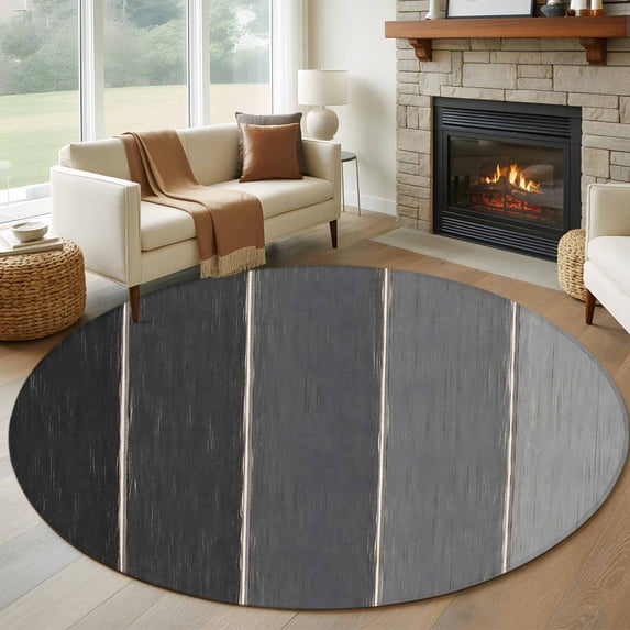 Black Gray Ombre 7FT Round Area Rugs for Living Room Gray Black Wood ...