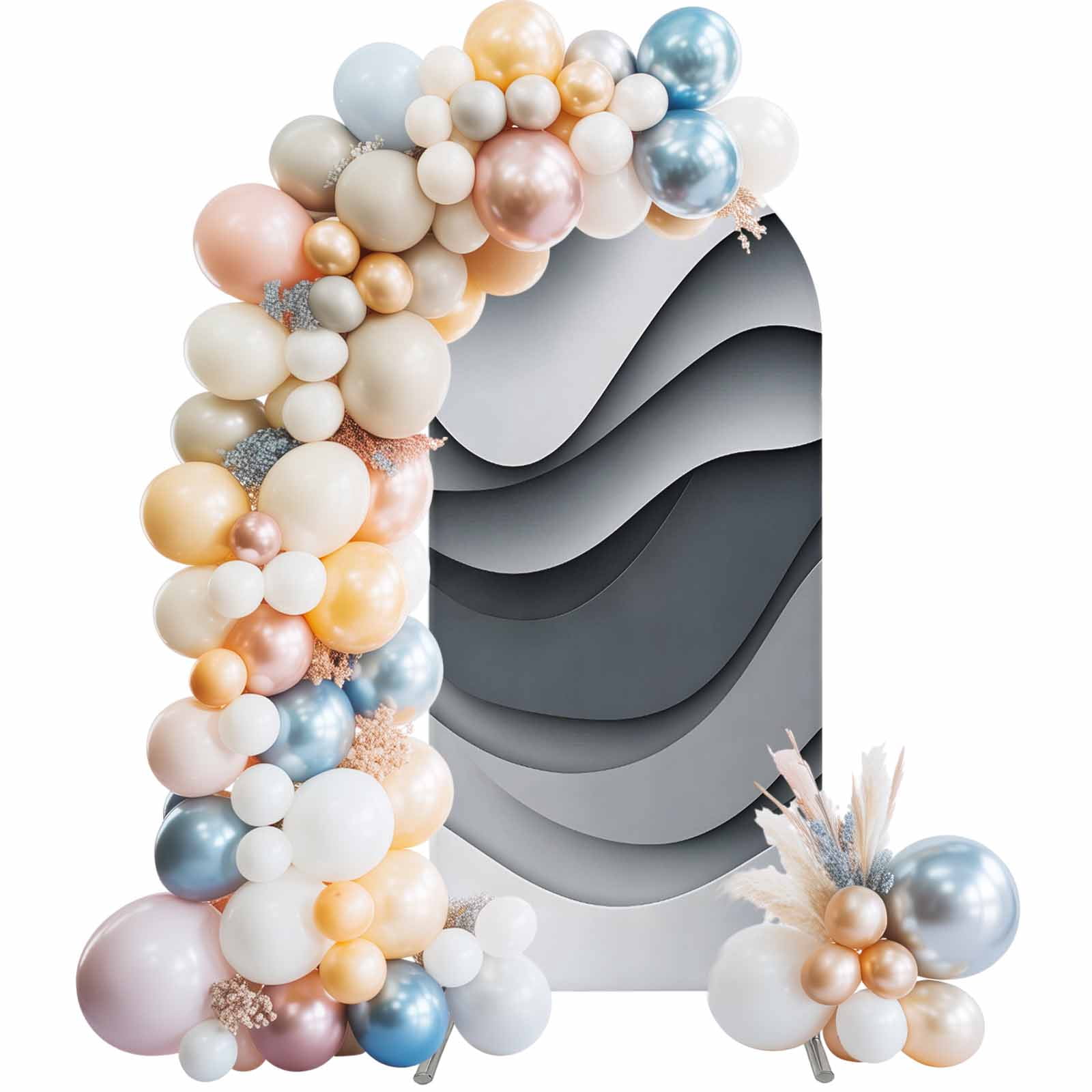 Black Gray Ombre Arch Backdrop Cover 6.6x3.3 Ft, Spandex Wedding Arch ...