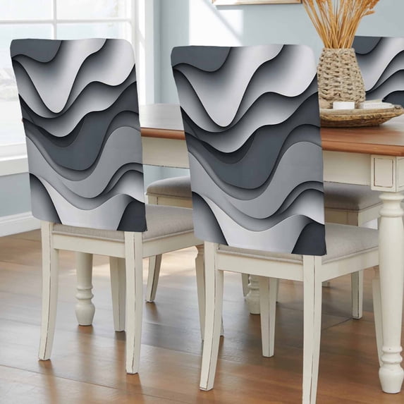 Black Gray Ombre Chair Back Covers, Removable Chair Covers for Dining ...