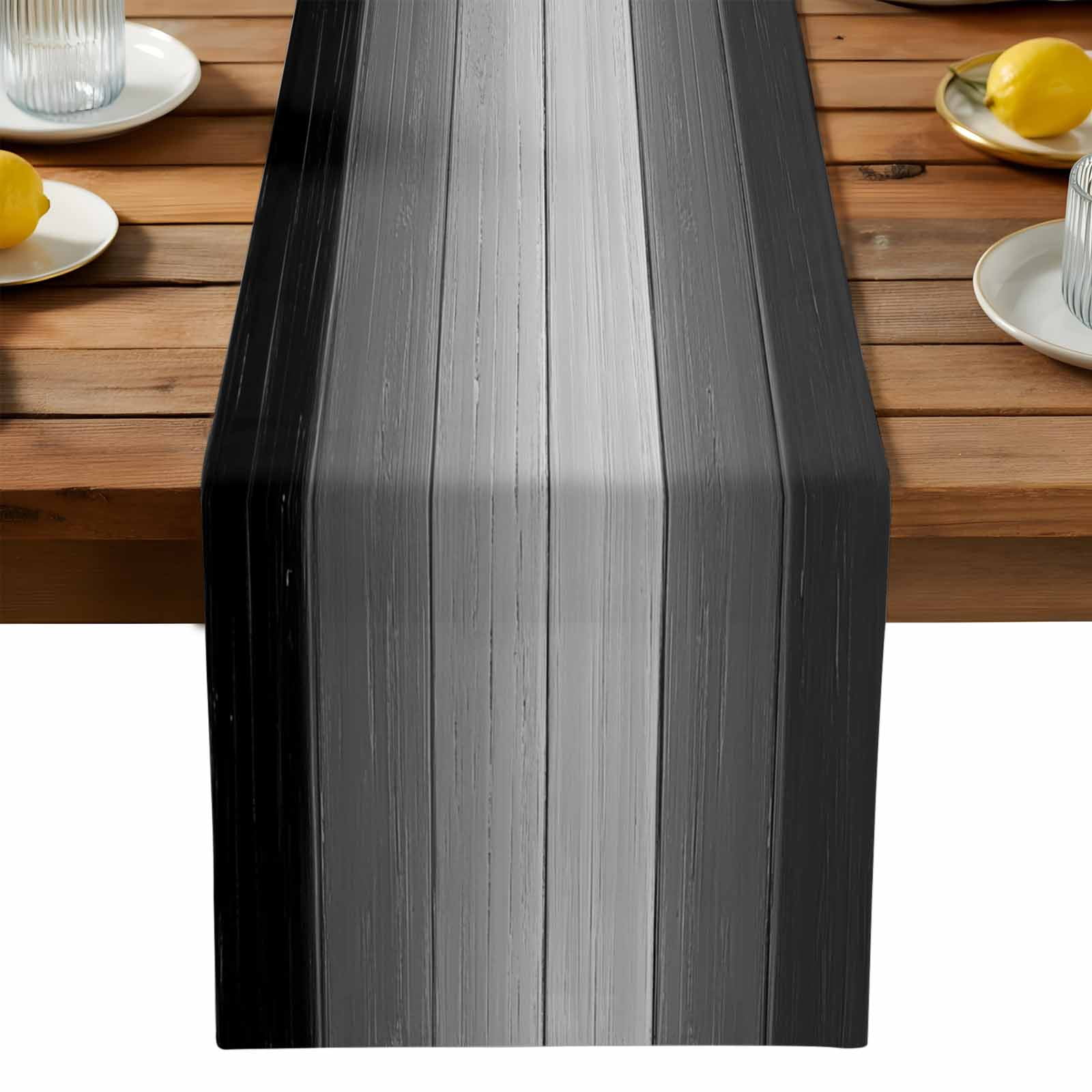 Black Gray Ombre Cotton Linen Table Runner for Dining Kitchen, Vintage ...