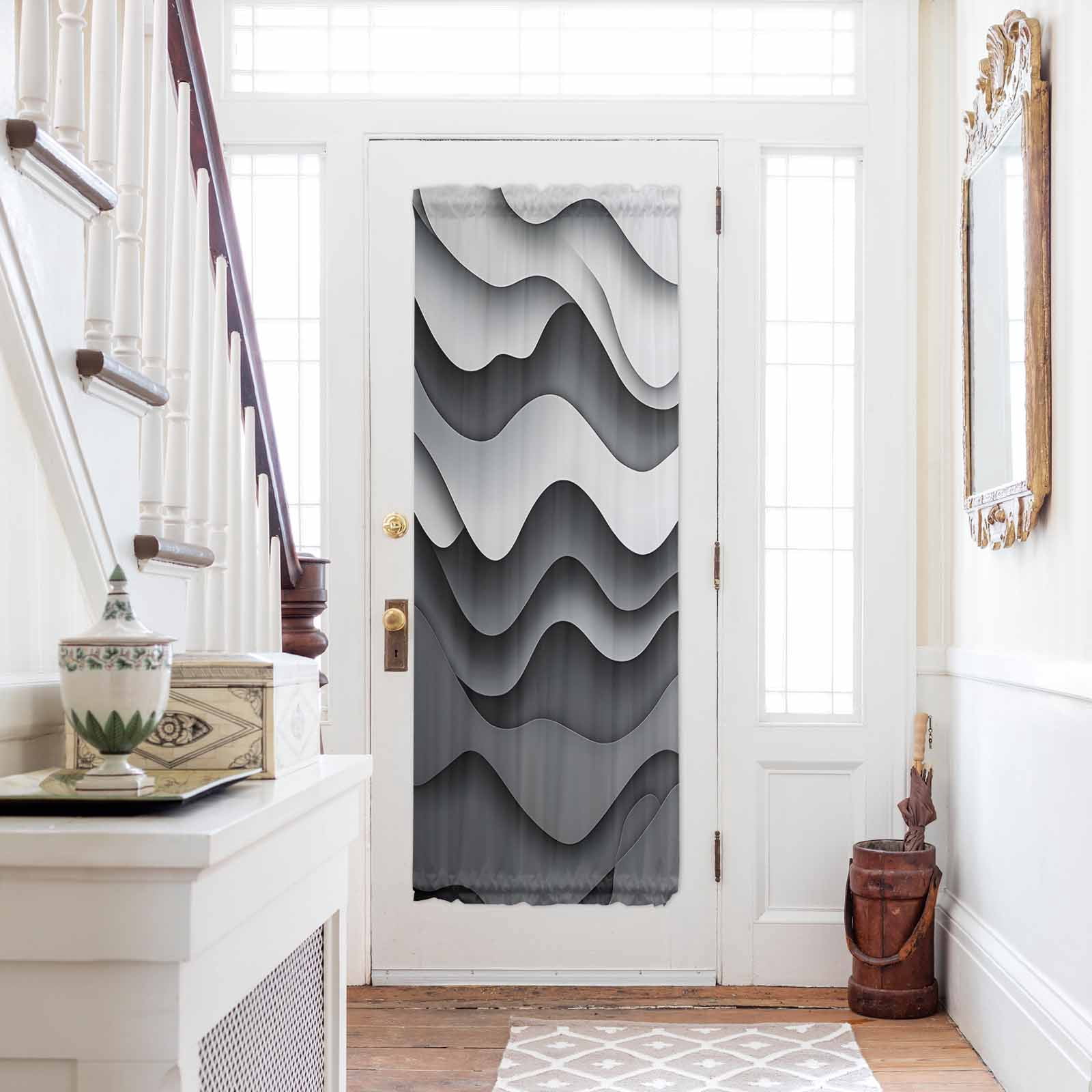 Black Gray Ombre Door Curtains for Door Window, French Sidelight Front ...