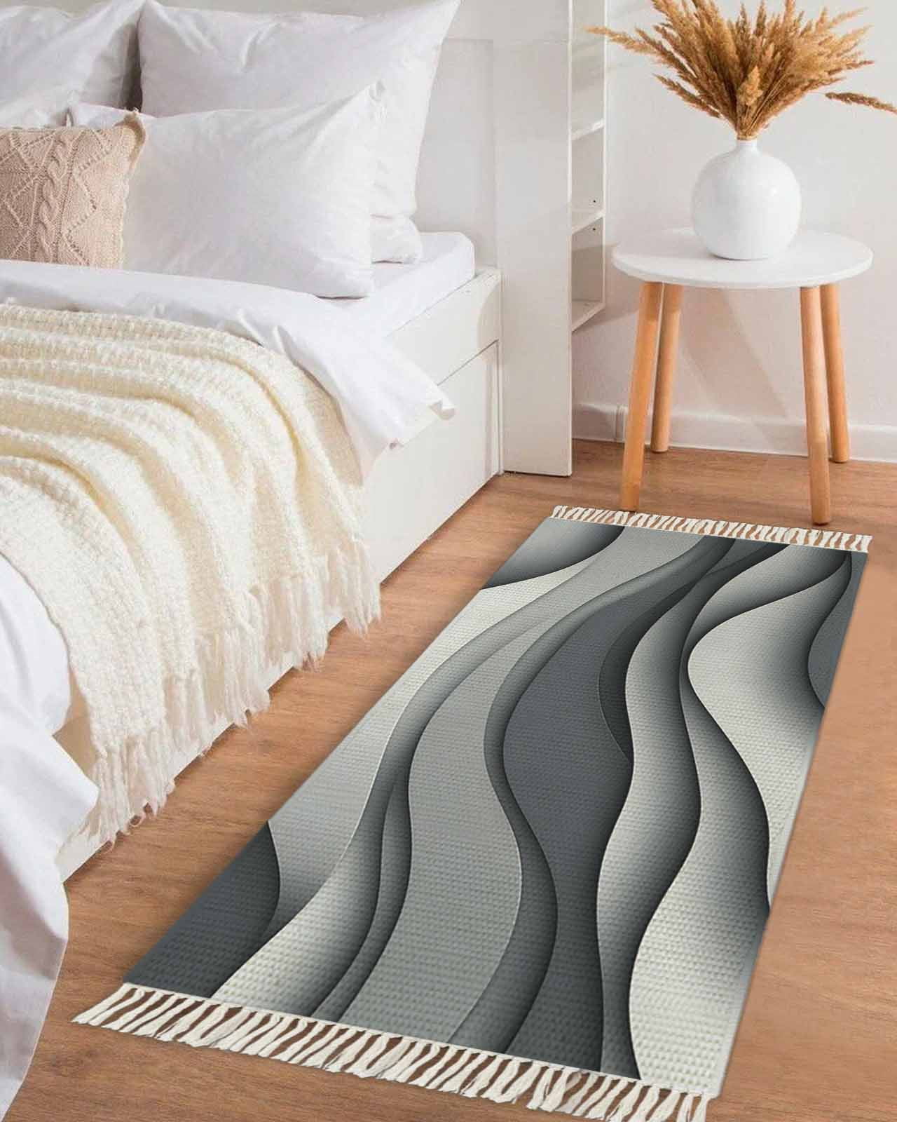 Black Gray Ombre Hallway Runner Rug 2x6ft,Modern Abstract Moire Art ...