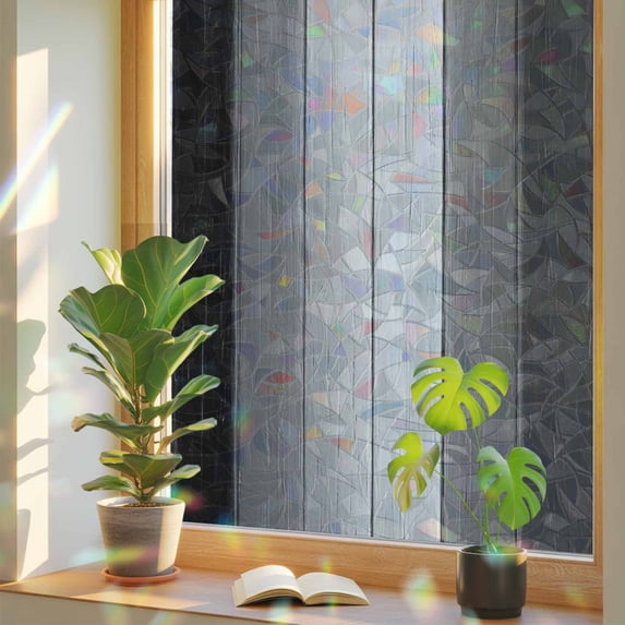 Black Gray Ombre Privacy Window Film, Decorative Stained Glass Window ...