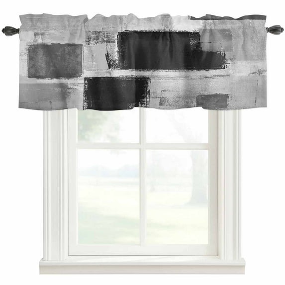 Black Gray Paint Valances for Windows Abstract Mottled Rod Pocket ...