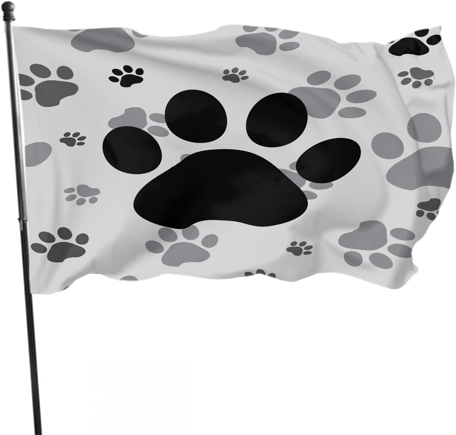 Black and Gray Paws Flag Double Sided Large Banner Silhouette Cartoon ...
