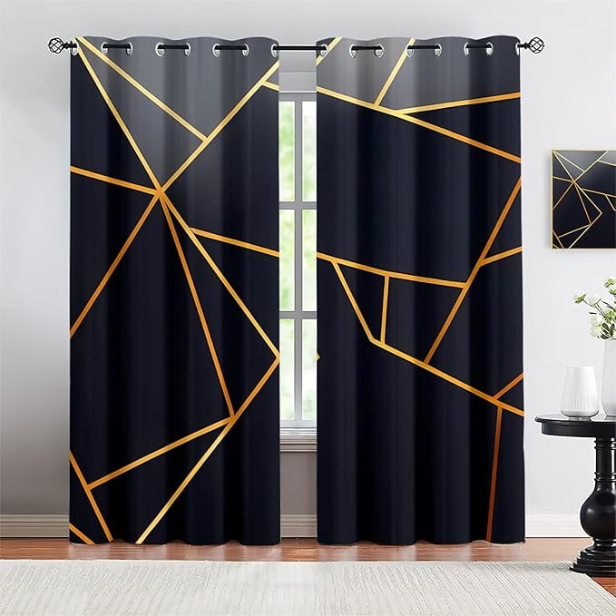 Black and Gray Premium Background Window Curtains, Luxury Polygonal ...
