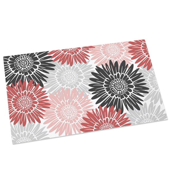 Black Gray Red Pink Sunflower Door Mat 16x24 Inch Abstract Blooming ...