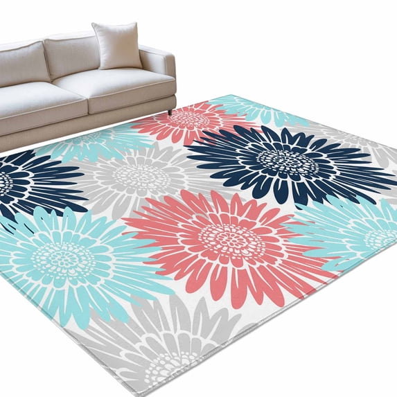 Black Gray Red Tea Sunflower Area Rugs 6x9ft Abstract Blooming Floral ...