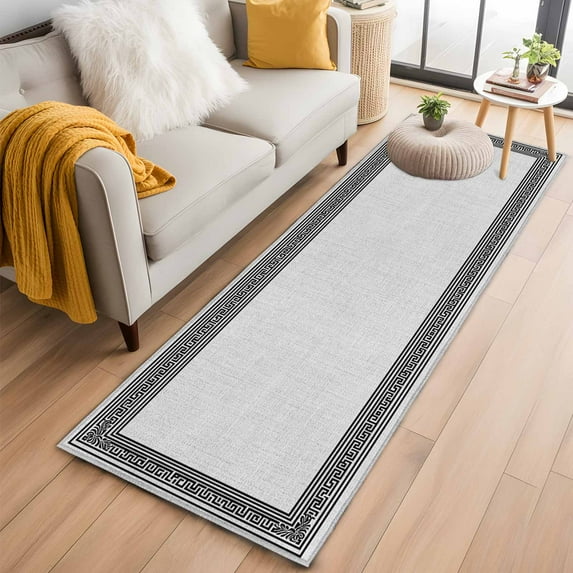 Black Gray Retro Greek Key Kitchen Runner Rug 2x6 Washable Runners for ...