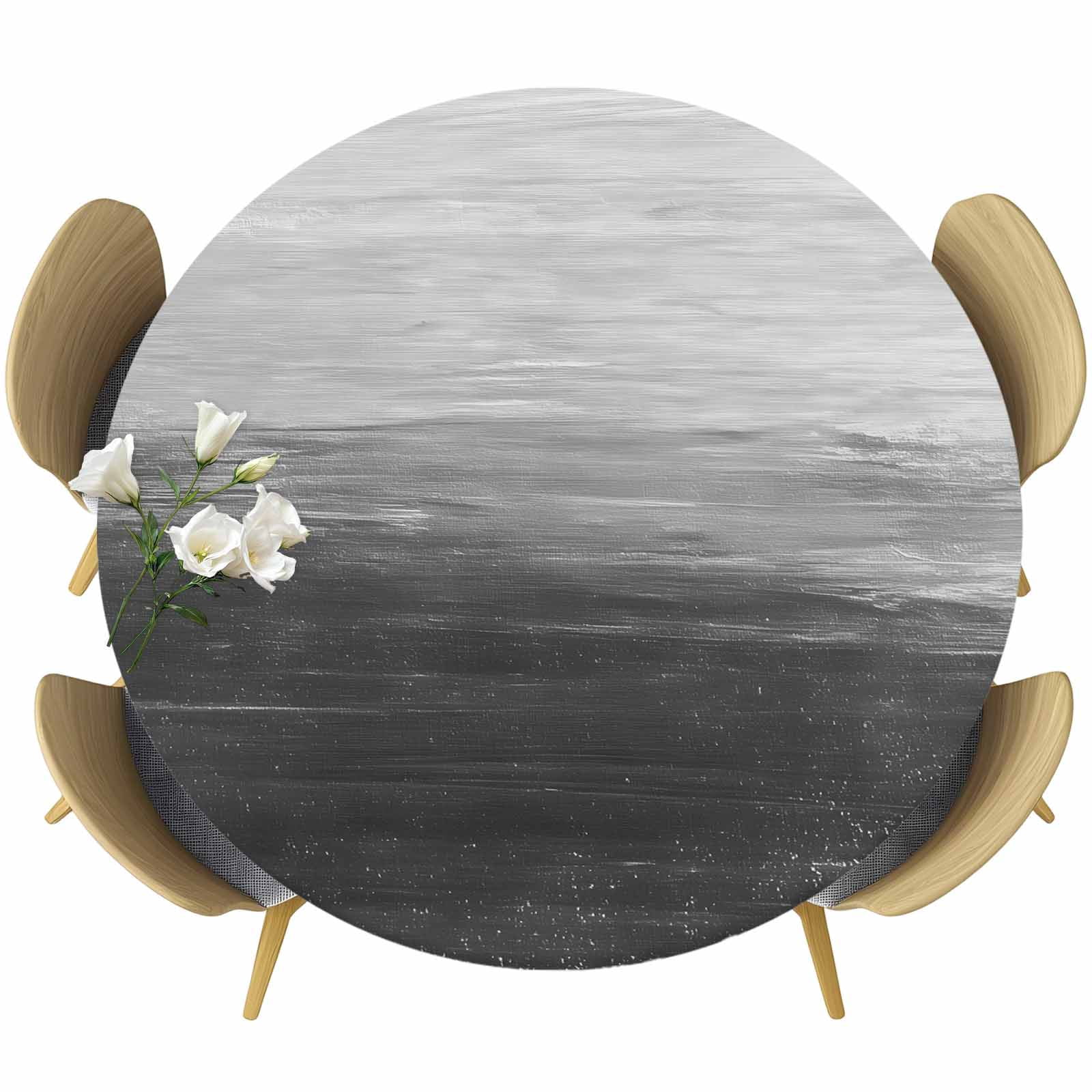 Black Gray Round Tablecloth 45-54 Inch Round Fitted Table Cloth with ...