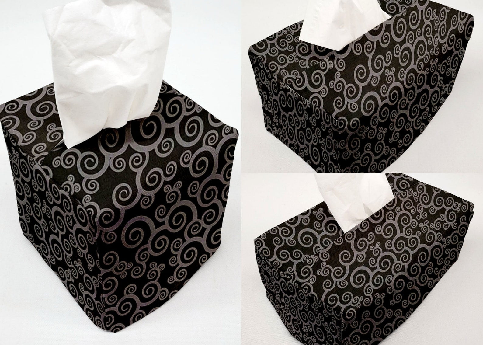 Black & Gray Scroll Damask Tissue Box Cover by Penny's Needful Things ...