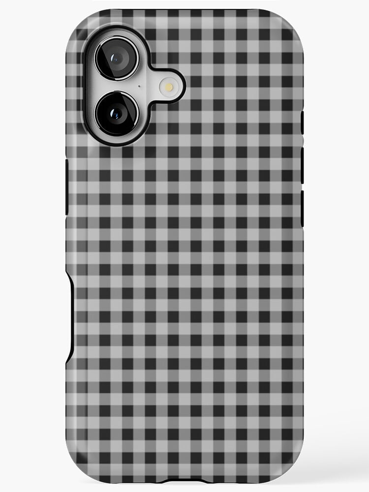 Black Gray Simple Plaid Minimal iPhone Case 11 12 13 14 15 16 17 Pro ...