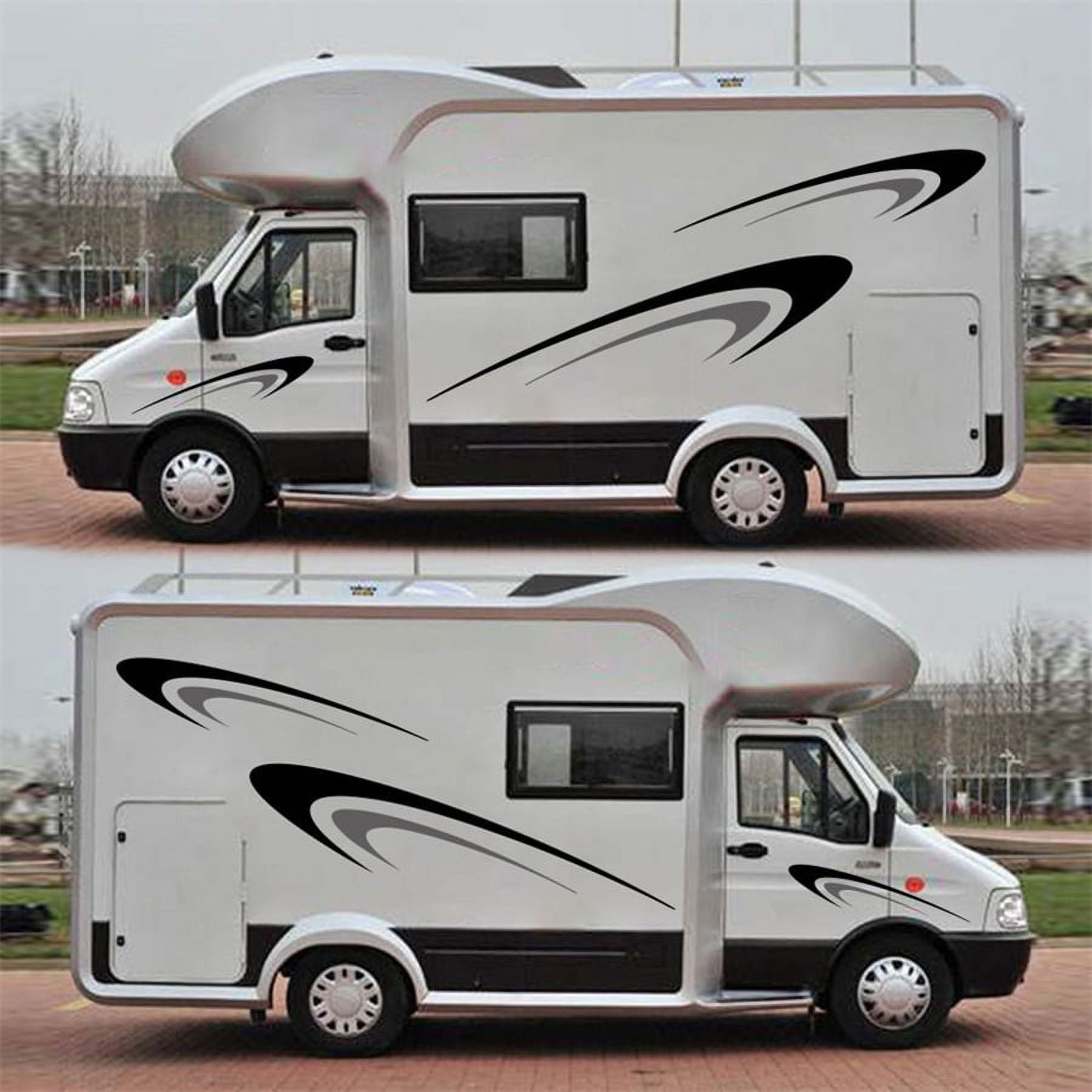 Black & Gray Stickers Both Side Vinyl Graphics Decals Kit For Camper RV ...