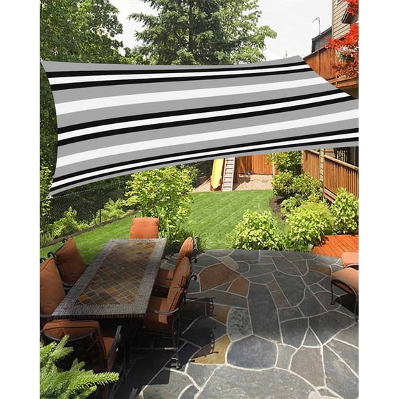 Black Gray Stripe Sun Shade Sail 8'X10' Abstract UV Block Outdoor Sail ...
