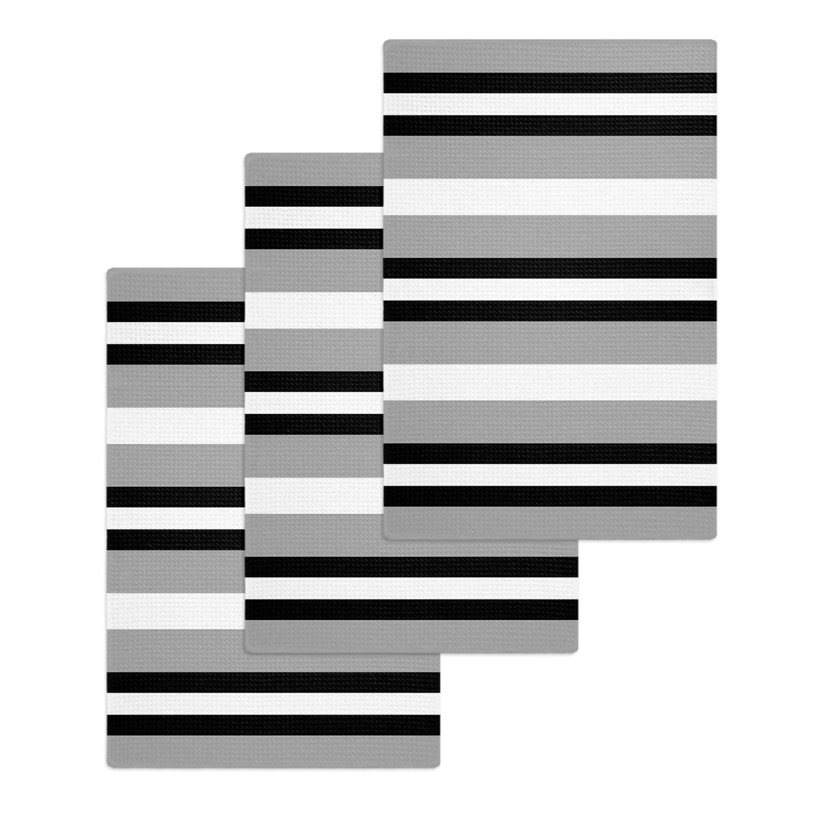 Black Gray Striped Kitchen Dish Towels for Drying Dishes Set of 3 ...