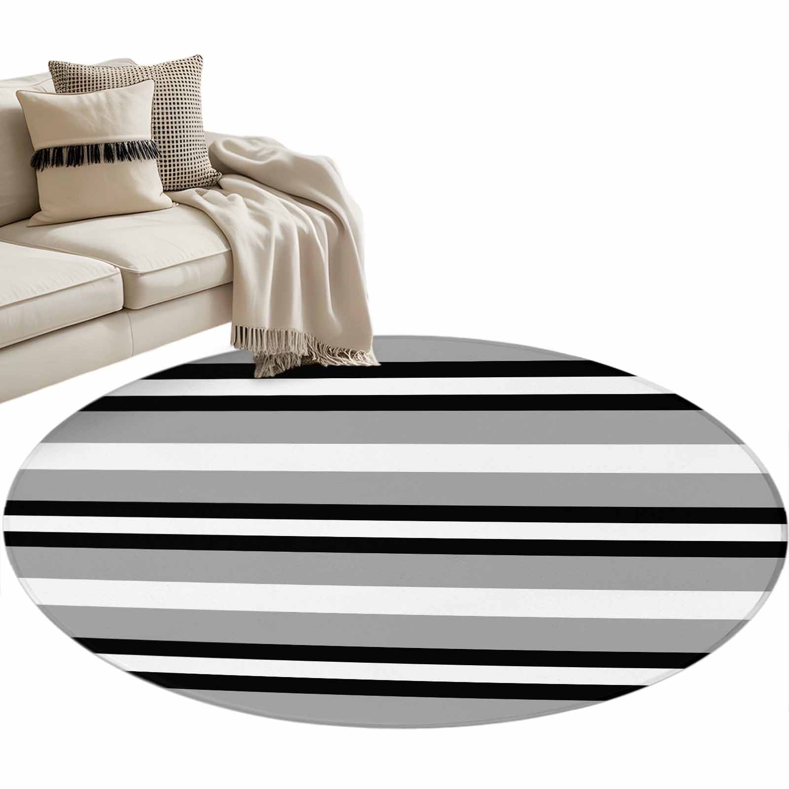 Black Gray Striped Large Area Rugs for Bedroom Living Room, Soft Non ...
