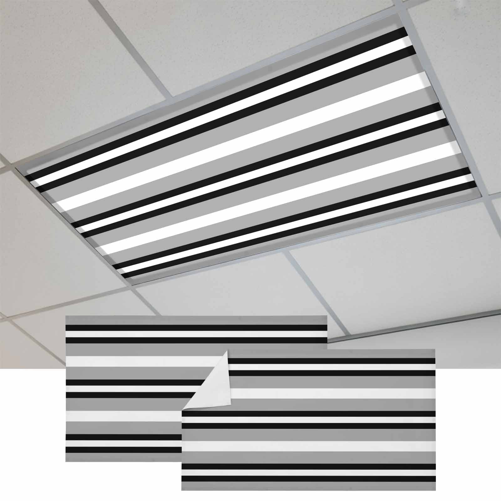 Black Gray Striped Magnetic Fluorescent Light Covers for Ceiling Lights ...