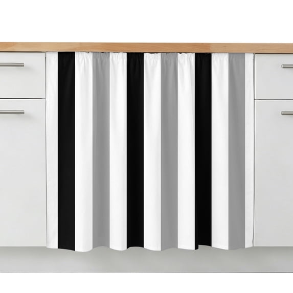 Black Gray Striped Sink Skirt 11"W x 13"L, Dustproof Under Sink Curtain ...