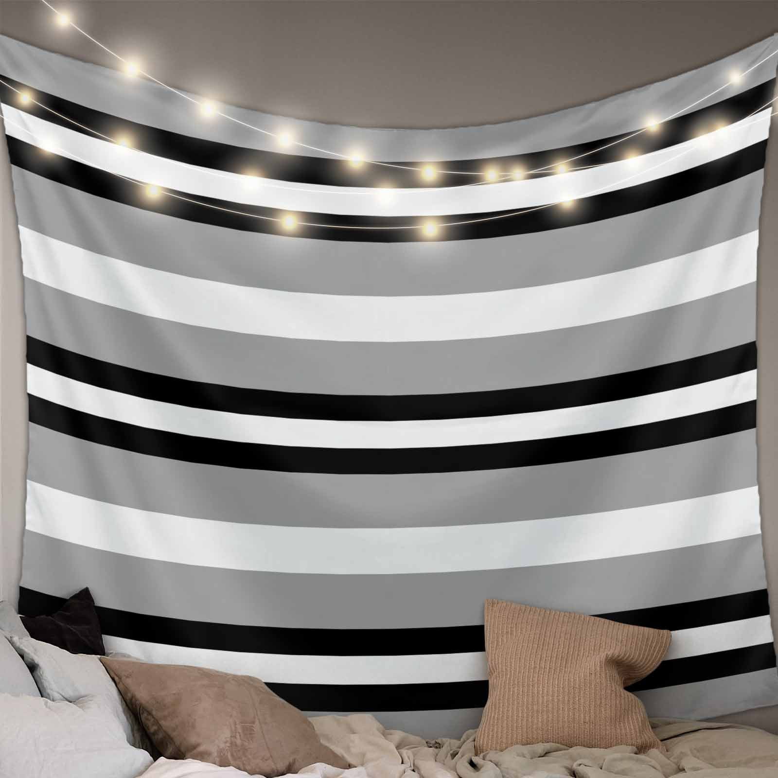 Black Gray Striped Tapestry for Bedroom Wall Hanging Tapestry ...