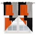 Black Gray Swag Curtain Valance for Window 2 Panels Orange Geometric ...