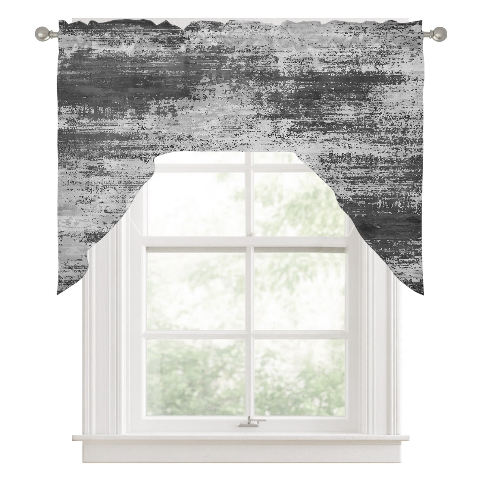 Black Gray Swag Valance for Windows, Abstract Smoky Texture Distressed ...