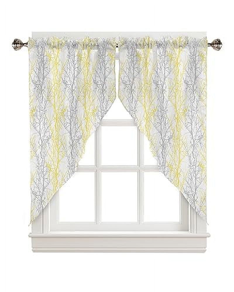 Black Gray Swag Valances for Windows 2 Pack Kitchen Window Curtains 36 ...