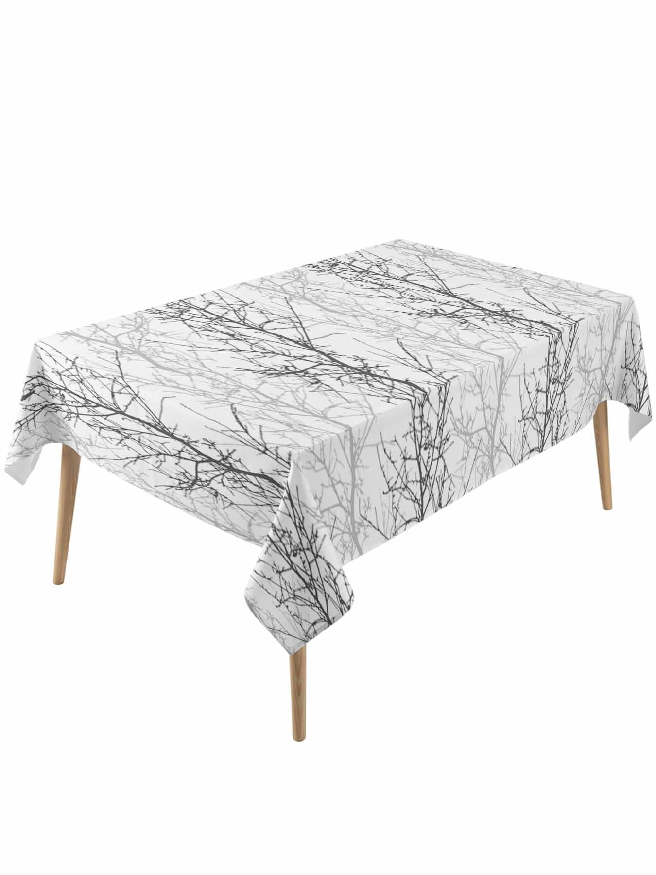 Black Gray Table Cloth, Pastoral Botanical Branch Aesthetics Waterproof ...