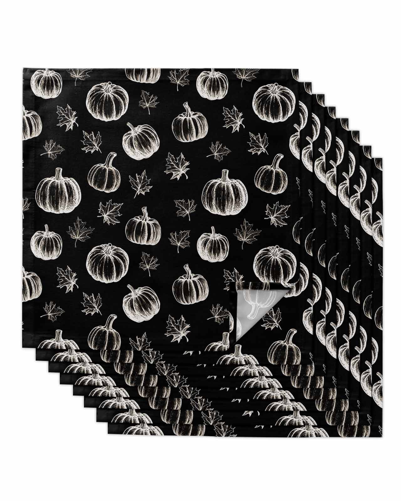 Black Gray Thanksgiving Cloth Napkins Set of 8 Reusable Dinner Napkins ...