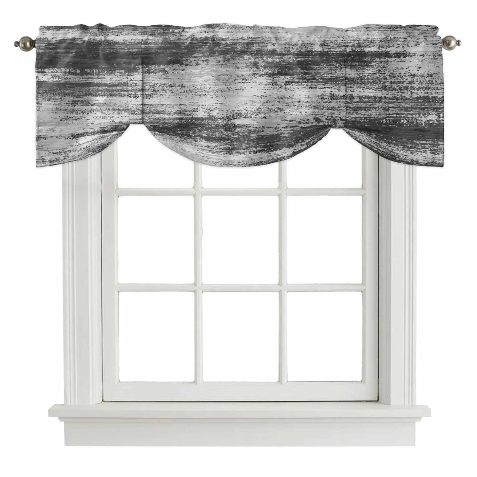 Black Gray Tie Up Valance Curtains Abstract Smoky Texture Distressed ...
