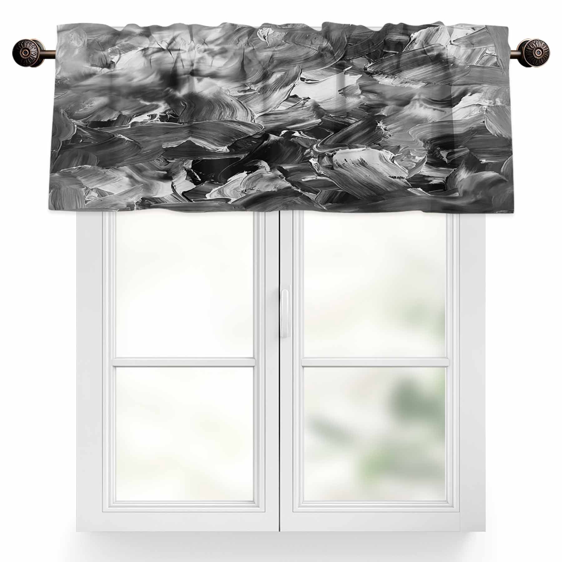Black Gray Valances for Windows Abstract Modern Polypropylene Pigment ...