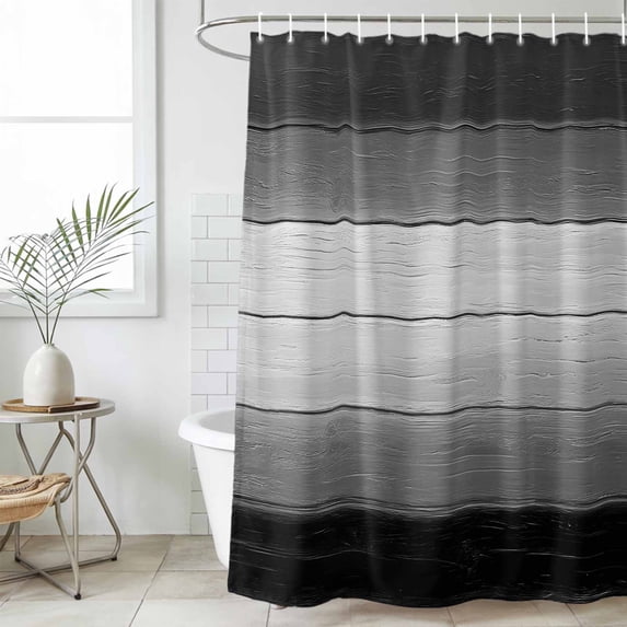 Black Gray Waterproof Fabric Shower Curtain,Farmhouse Vintage Gradient ...