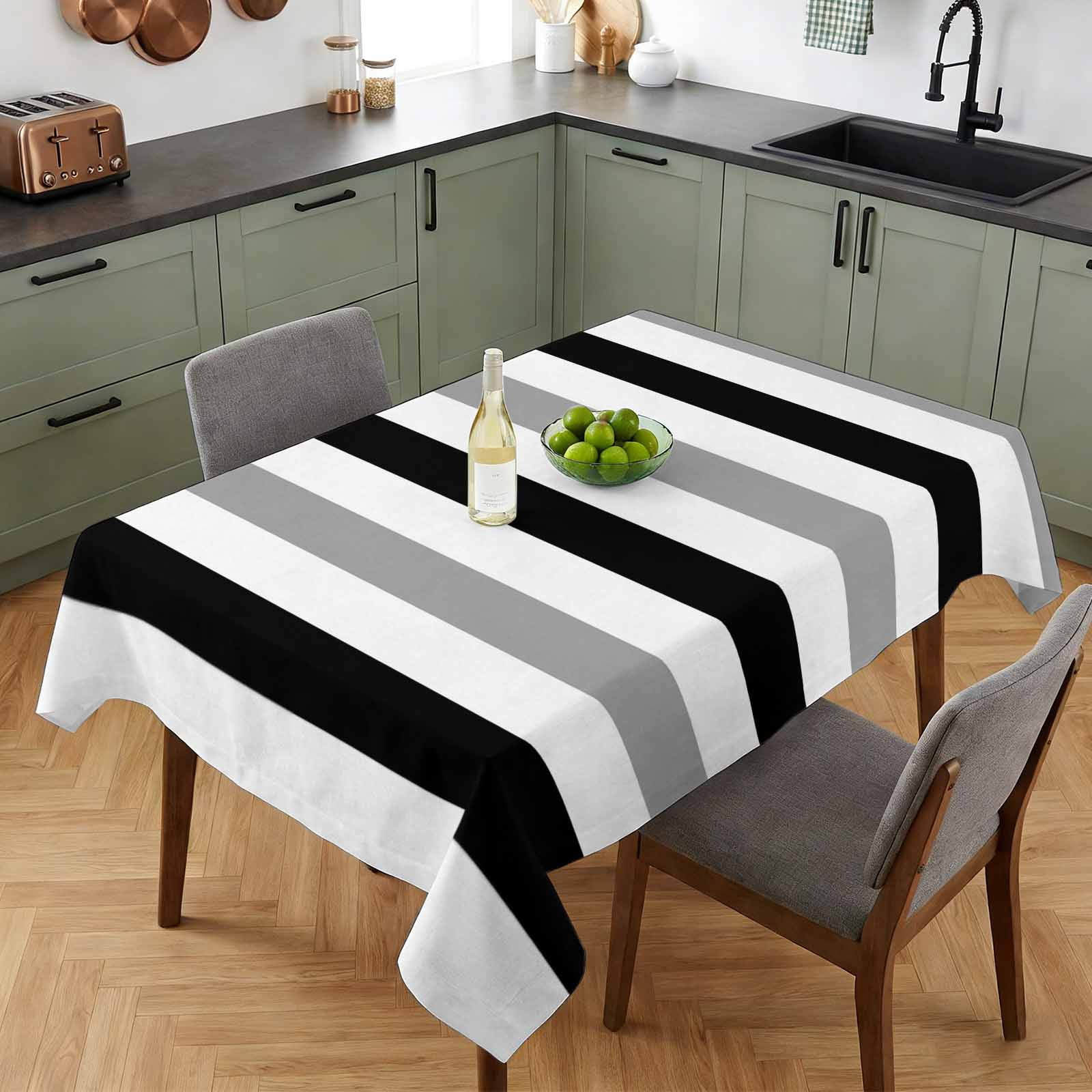 Black Gray White Geometric Line Table Cloth 52x70in, Waterproof ...