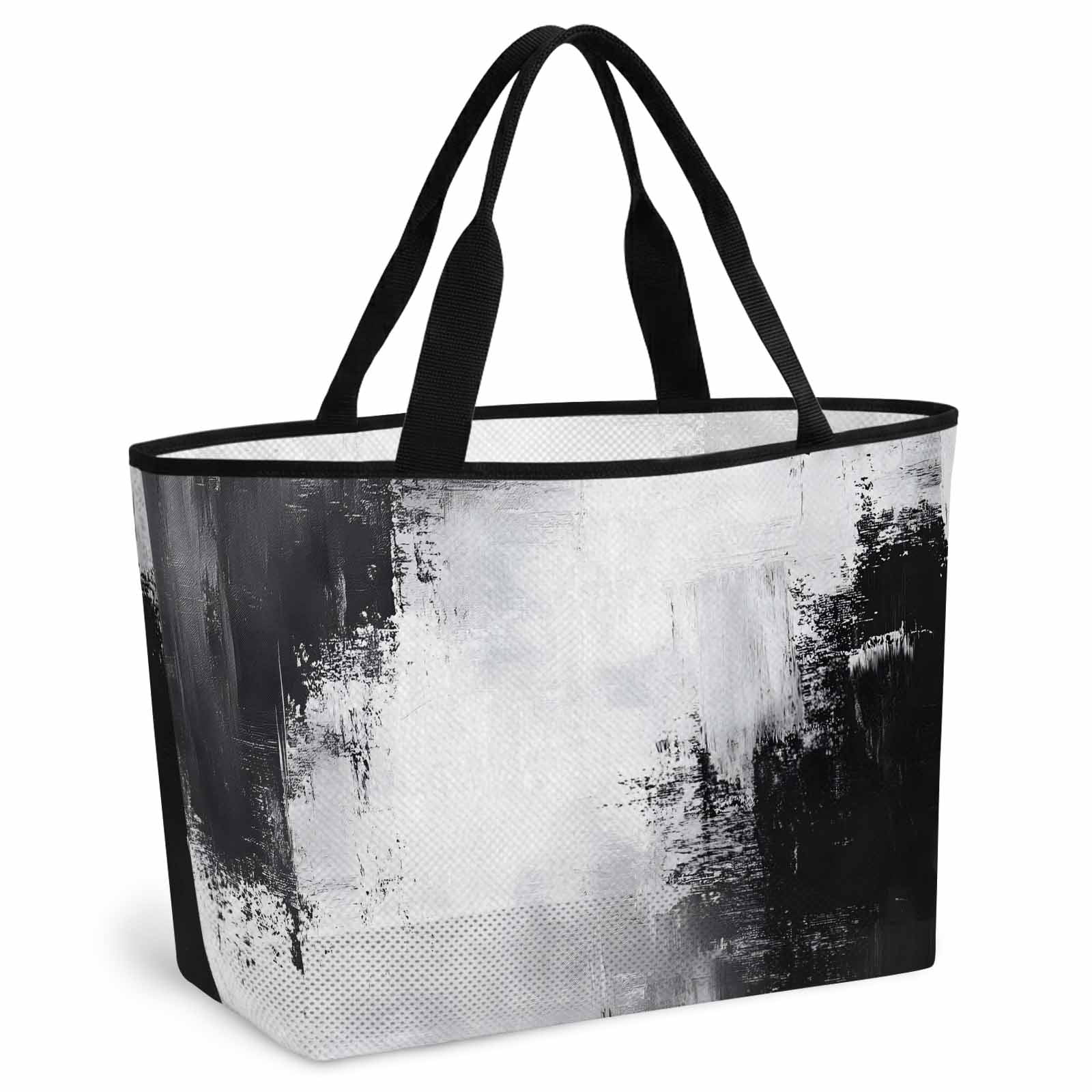 Black Gray White Mesh Beach Bag for Women Men,Large Beach Tote ...