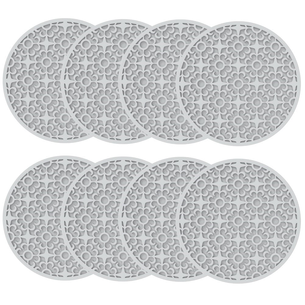 Black Gray White Orange Yellow Purple Red Green Silicone Coasters 8Pcs ...