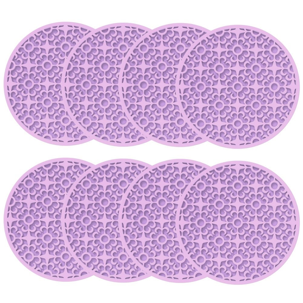 Black Gray White Orange Yellow Purple Red Green Silicone Coasters 8Pcs ...