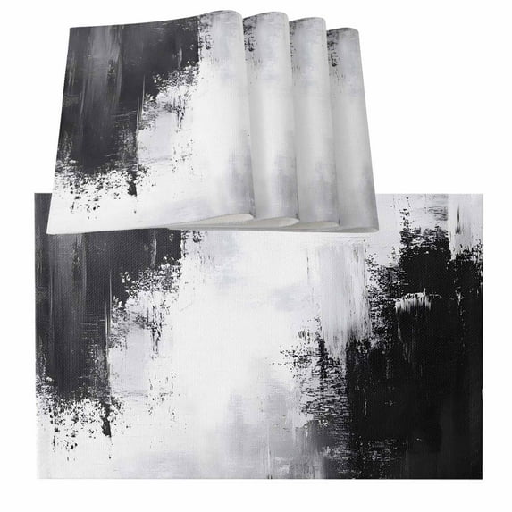 Black Gray White Placemats for Dinning Table Set of 6, Minimalism ...