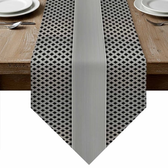 Black Gray White Striped Table Runner Linen Burlap Table Runner 72 ...