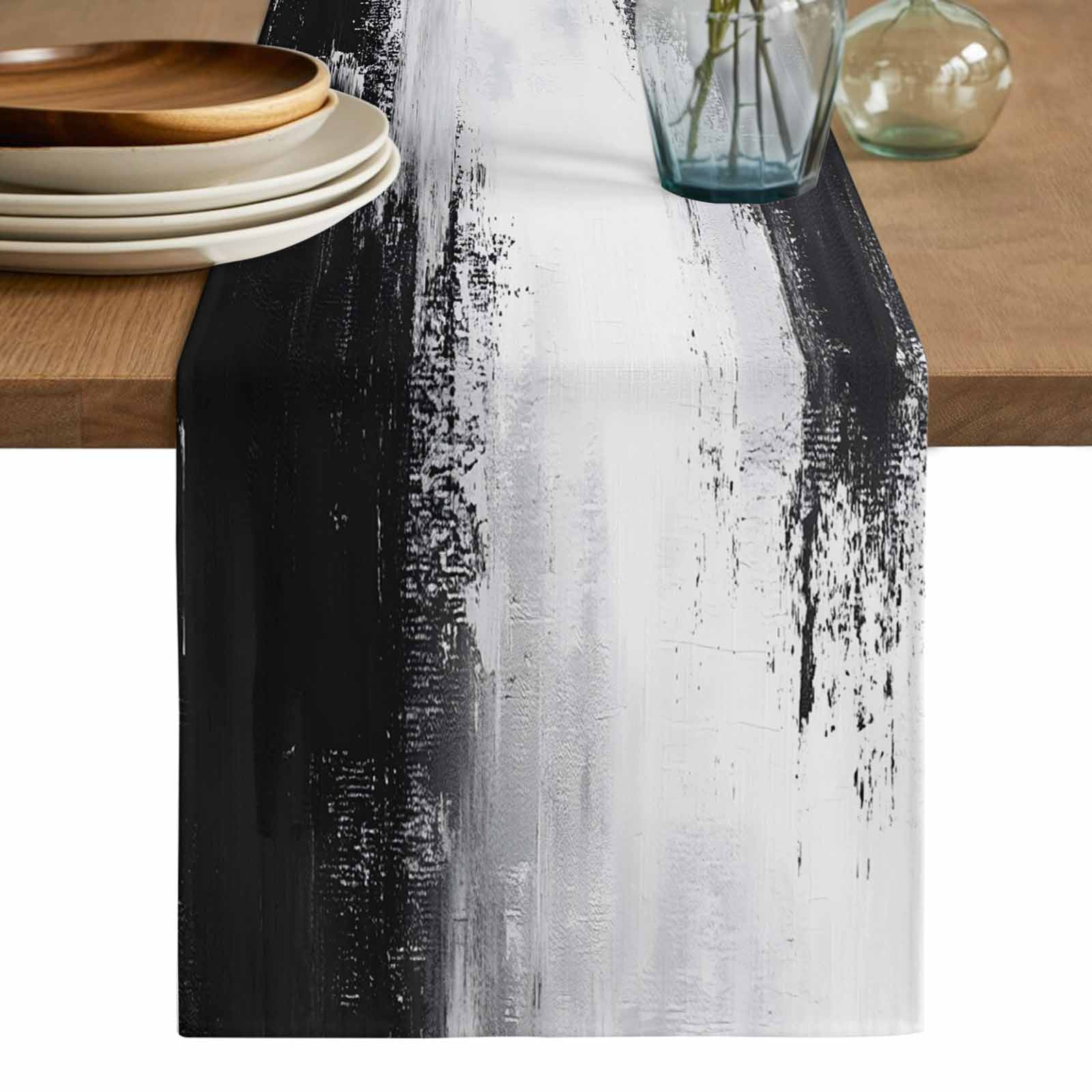 Black Gray White Table Runner, Minimalism Abstract Ombre Aesthetic ...